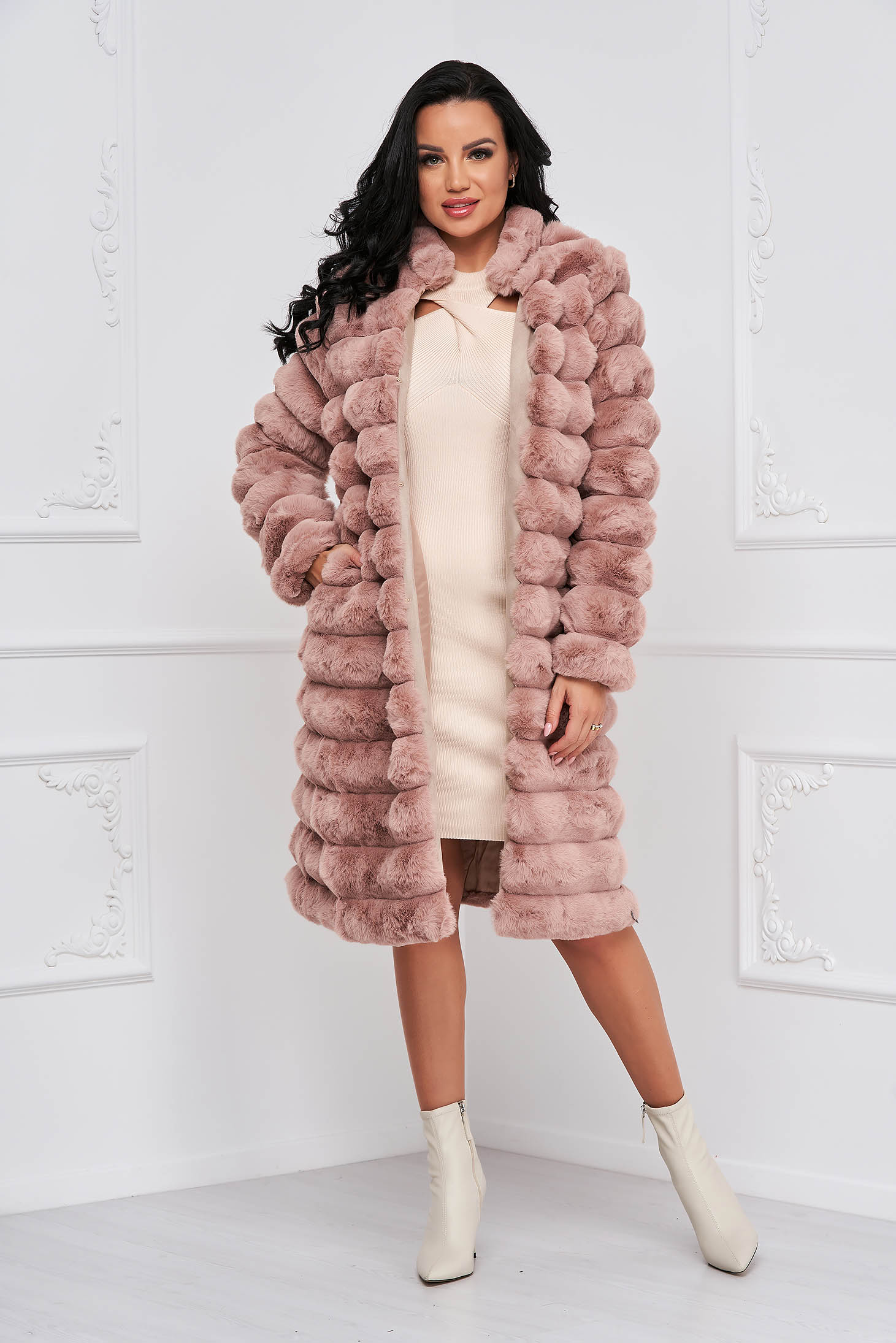 Nude Fur Loose Fit With Pockets From Ecological Fur