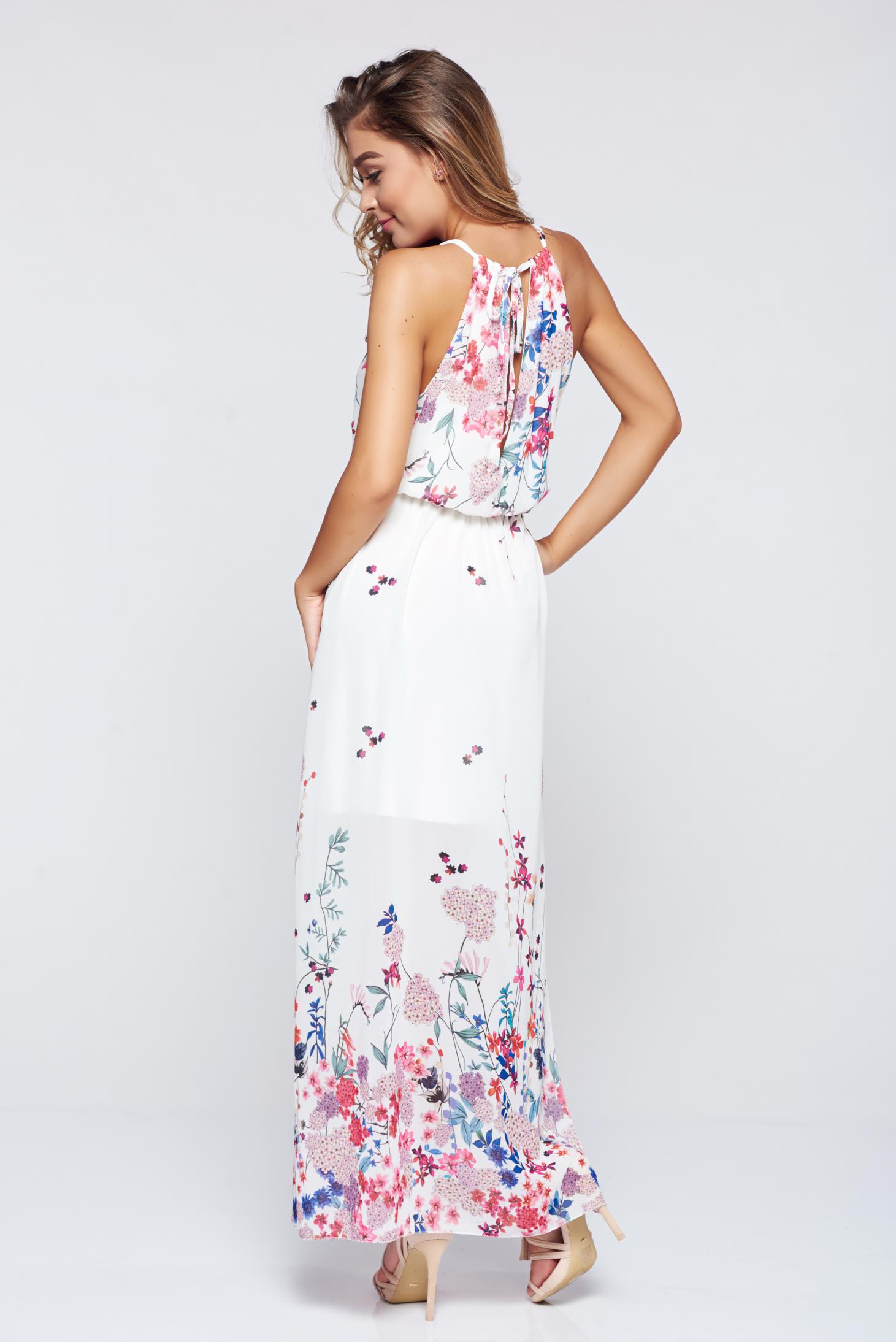 Rochie alba casual lunga fara maneci