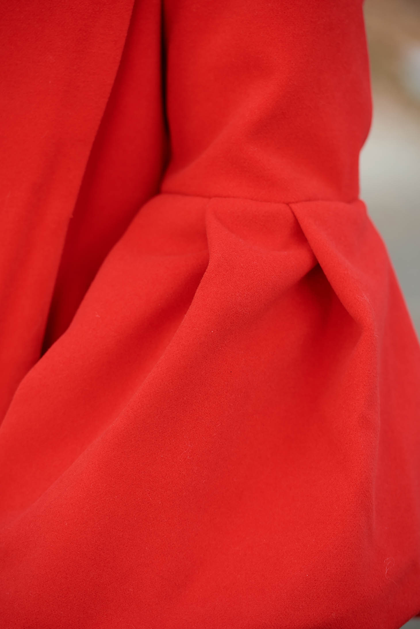 Ana Radu casual elegant with inside lining with bell sleeve red coat ...