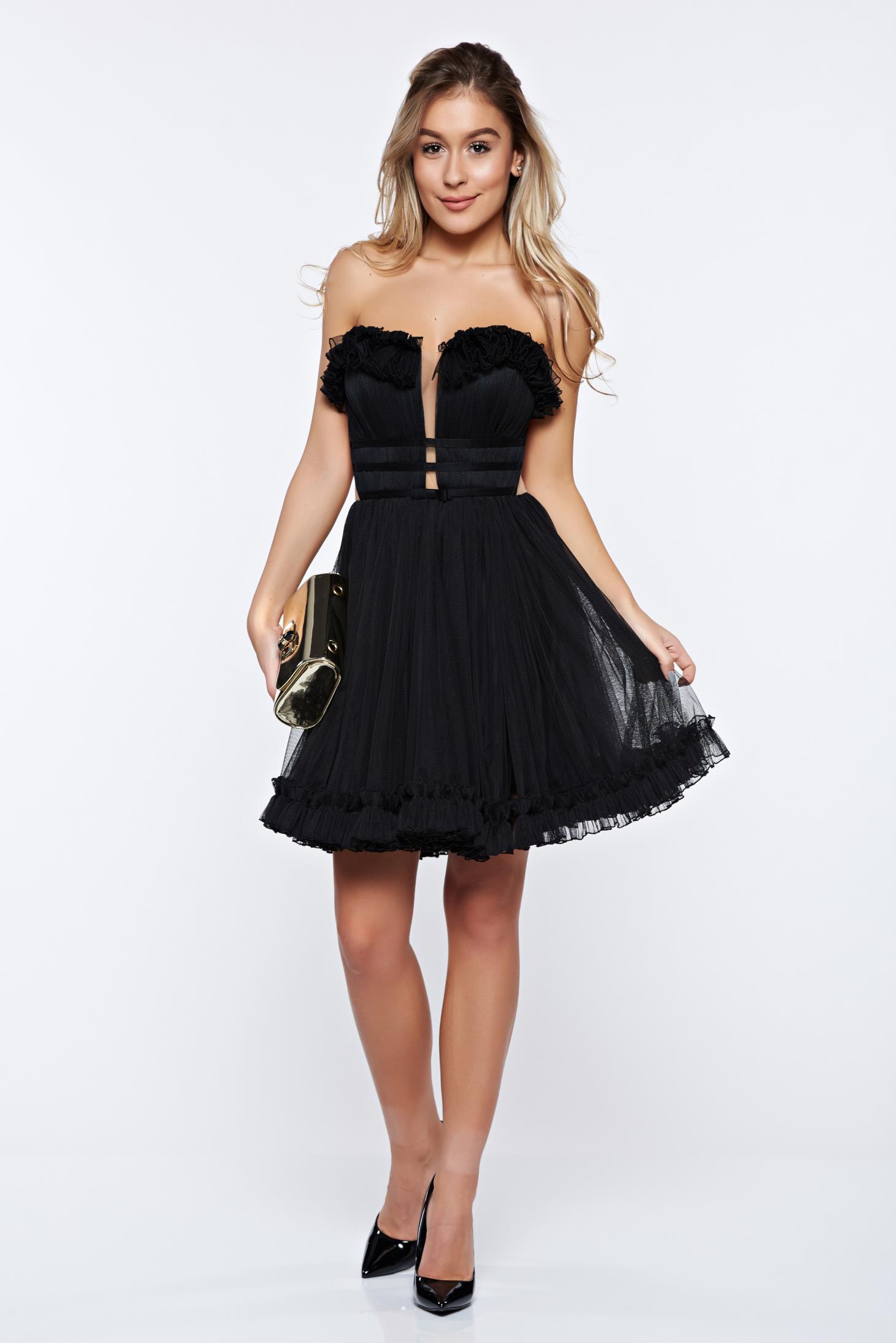 Ana Radu black occasional from tulle dress bow accessory