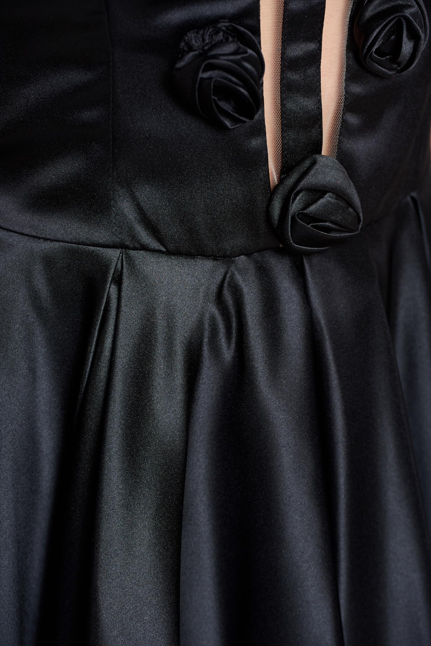 Artista black dress occasional cloche from satin fabric texture with ...