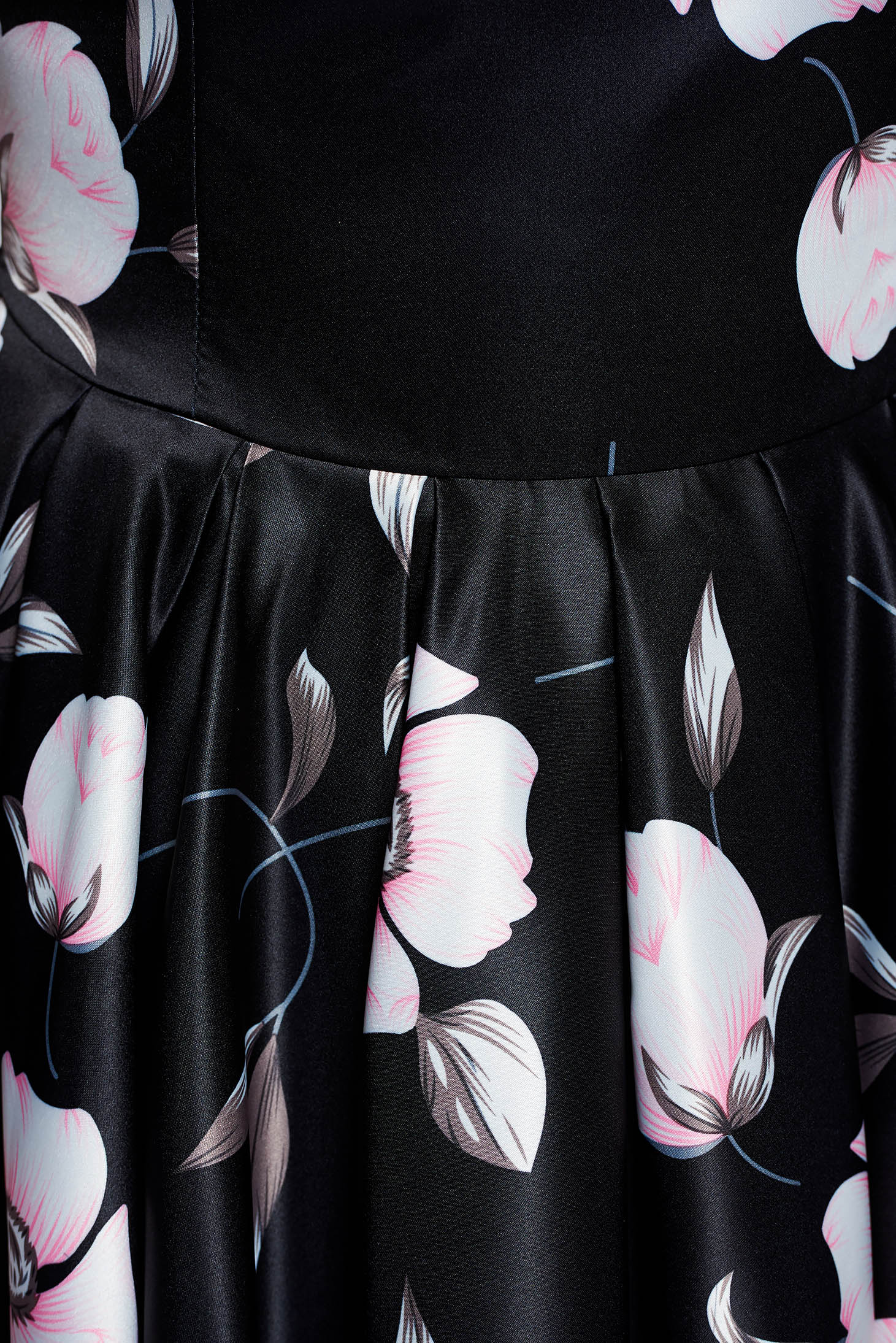 Dress black occasional cloche from satin fabric texture with inside lining