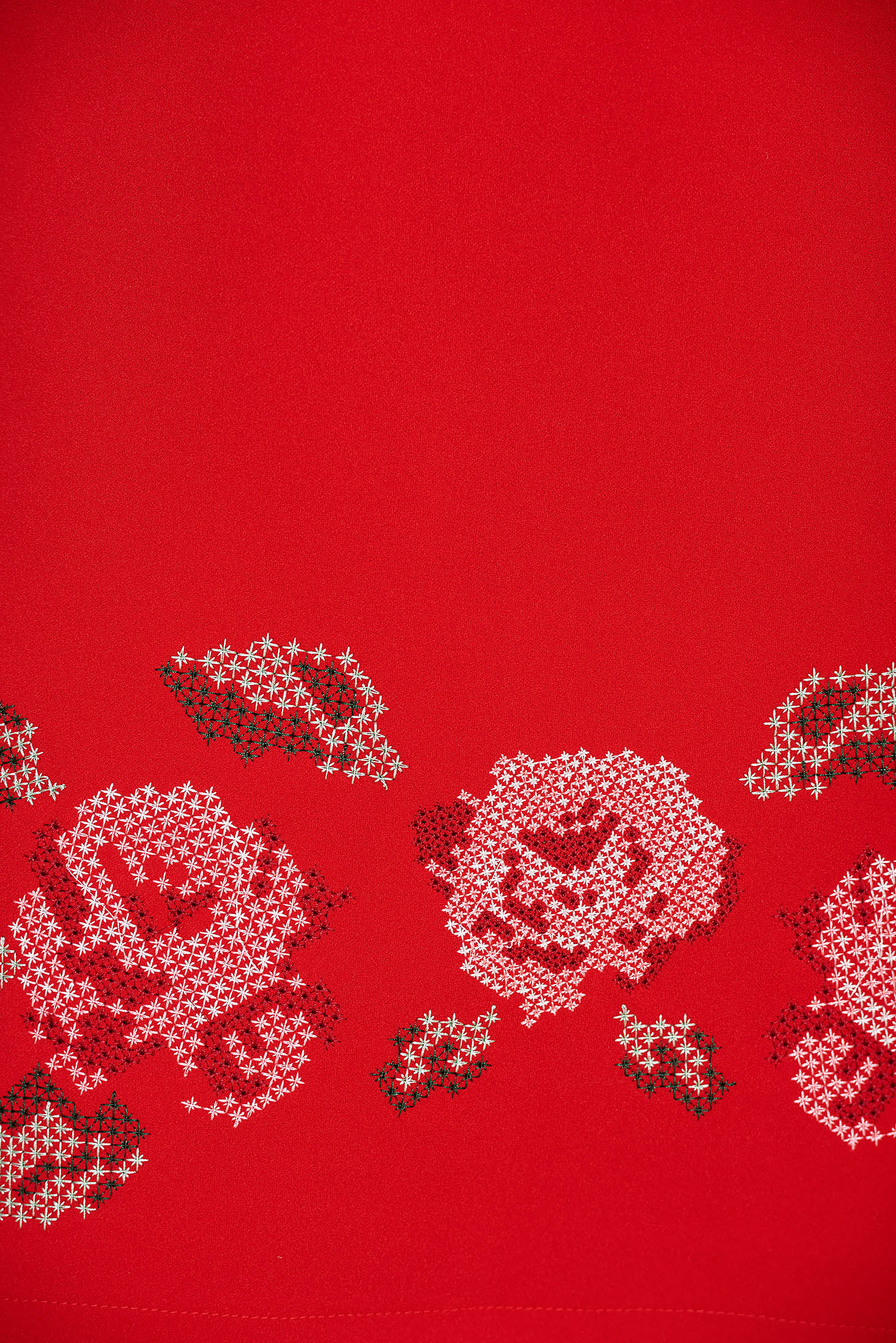 StarShinerS red elegant flared embroidered dress from elastic fabric