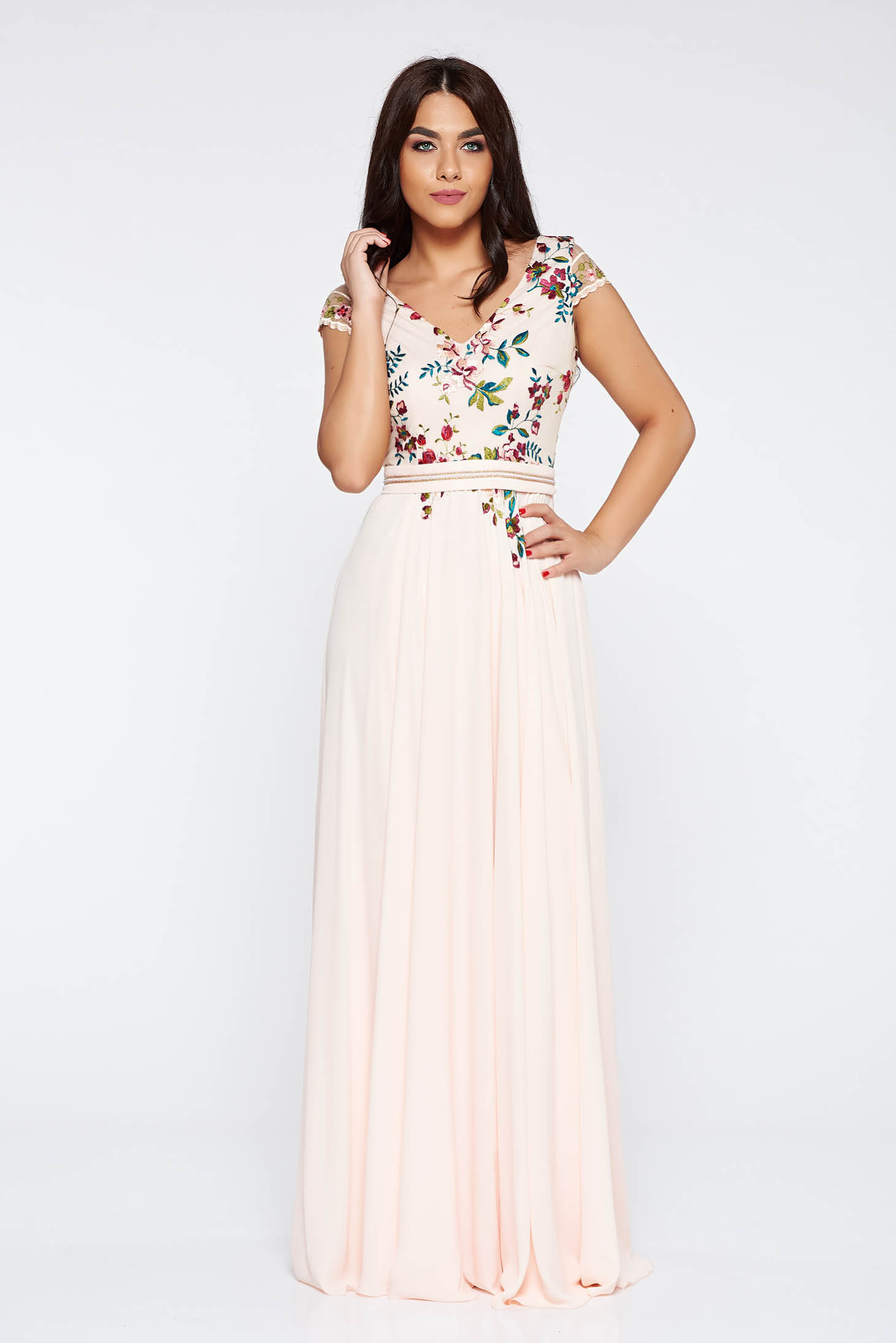 LaDonna rosa occasional embroidered dress with inside lining airy fabric