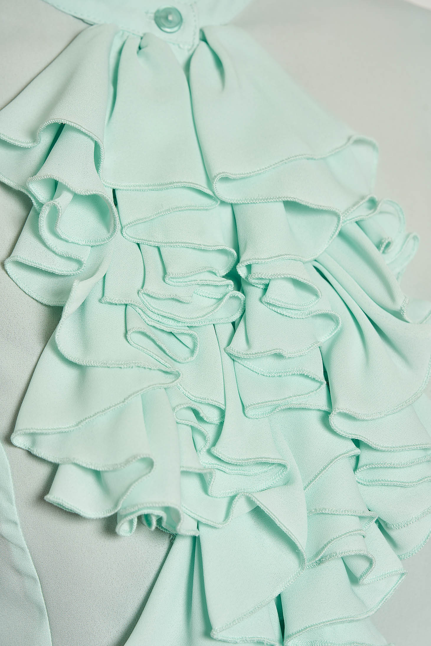 StarShinerS mint office women`s blouse with ruffles on the chest ...