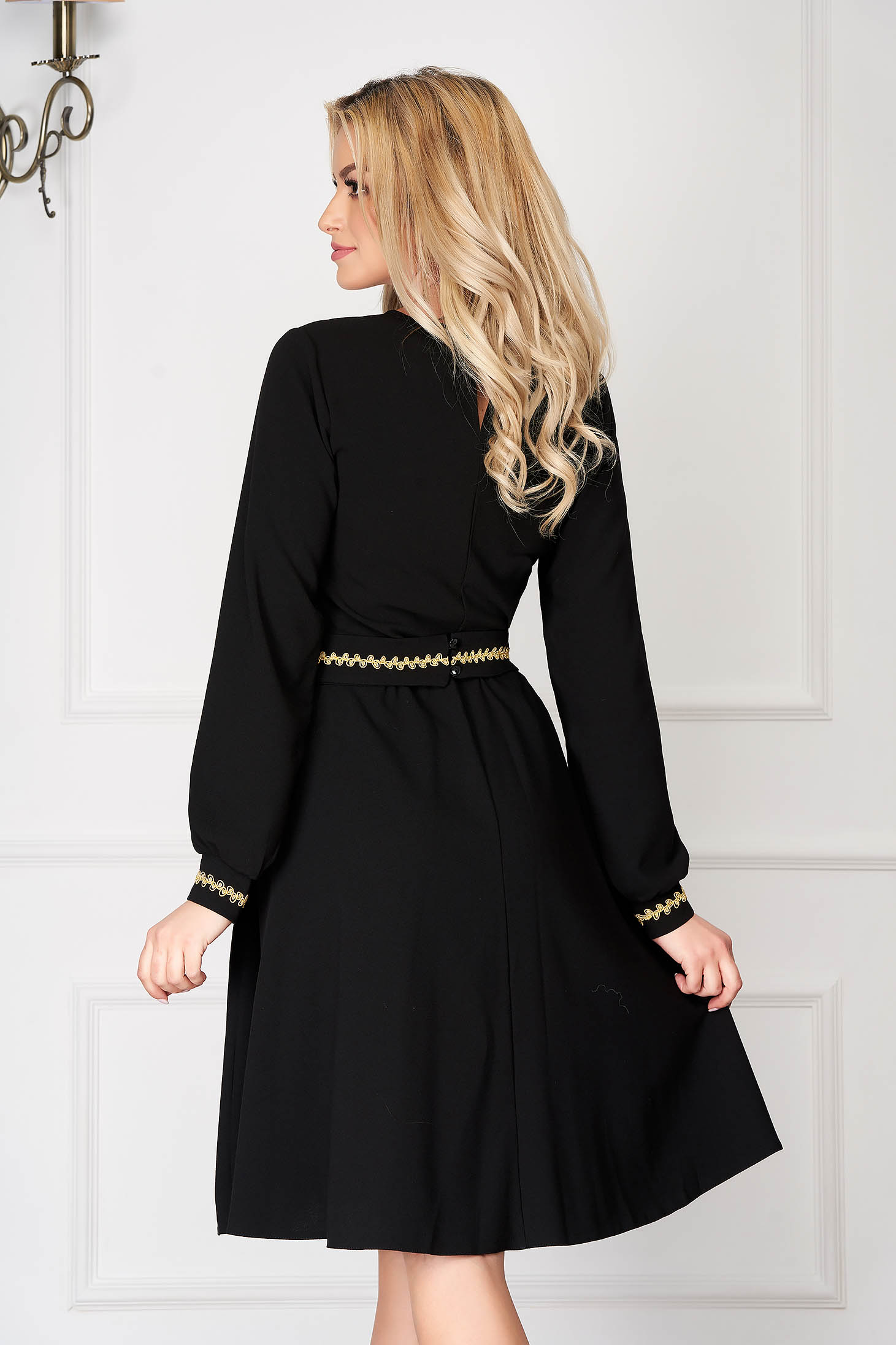 StarShinerS black elegant midi cloche dress with elastic waist without ...